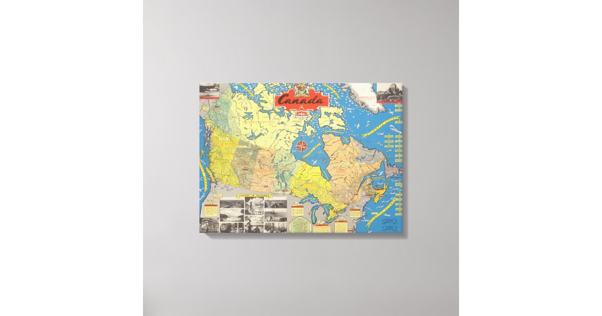 Pictorial Map of Canada - Landmarks Canvas Print | Zazzle