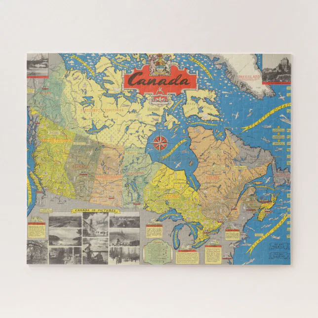 Pictorial Map of Canada - Landmarks Jigsaw Puzzle | Zazzle