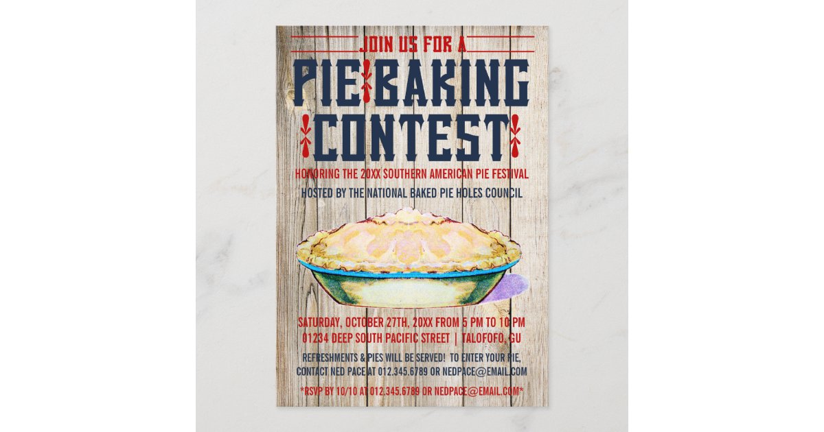 Pie Baking Contest Invitations | Zazzle.co.uk