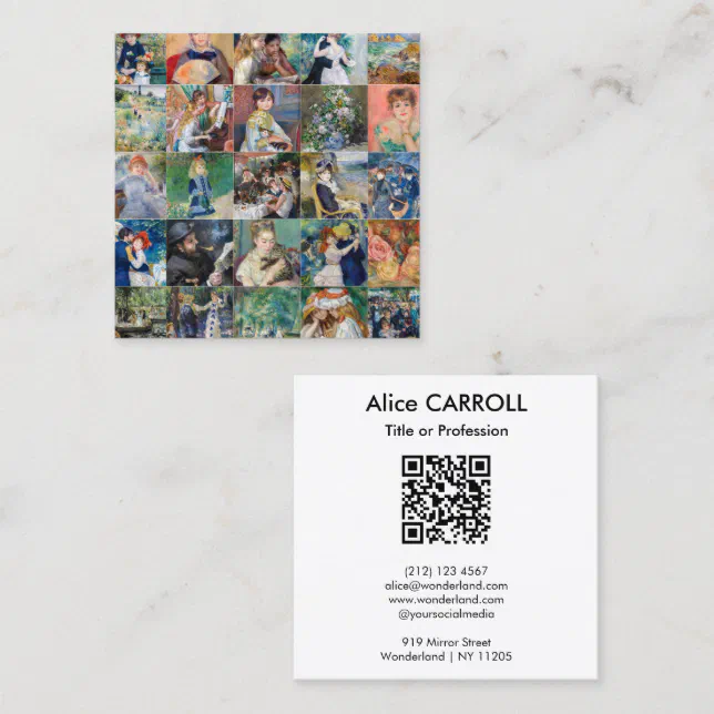 Pierre-Auguste Renoir - Grid Collage - QR Code Square Business Card ...