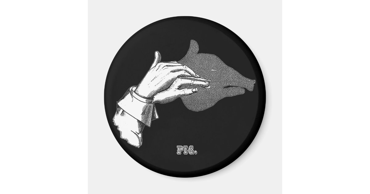 PIG Hand Shadow Art from an Antique Book Magnet | Zazzle