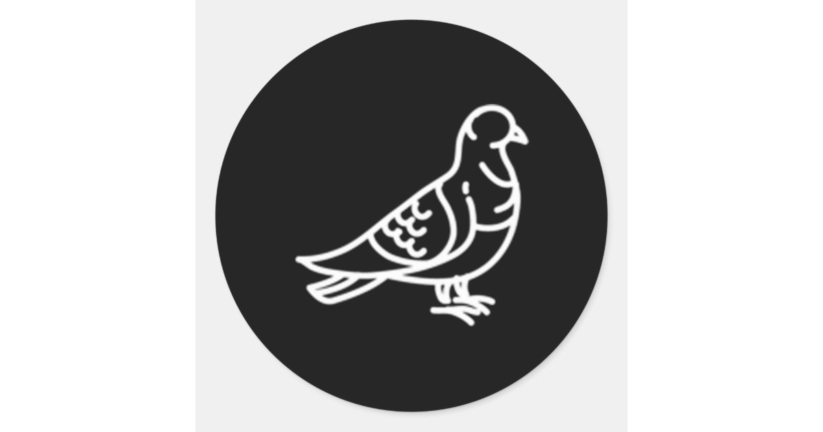 Pigeon Bird Badge Patch Line Icon Outline Classic Round Sticker | Zazzle