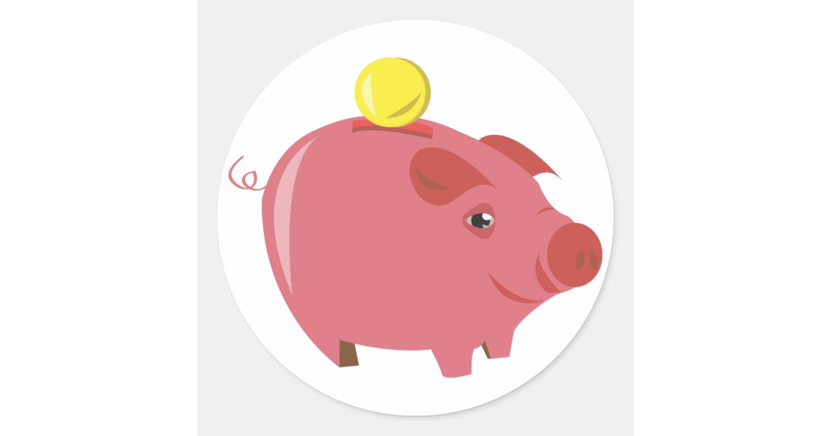 Piggy Bank Classic Round Sticker | Zazzle