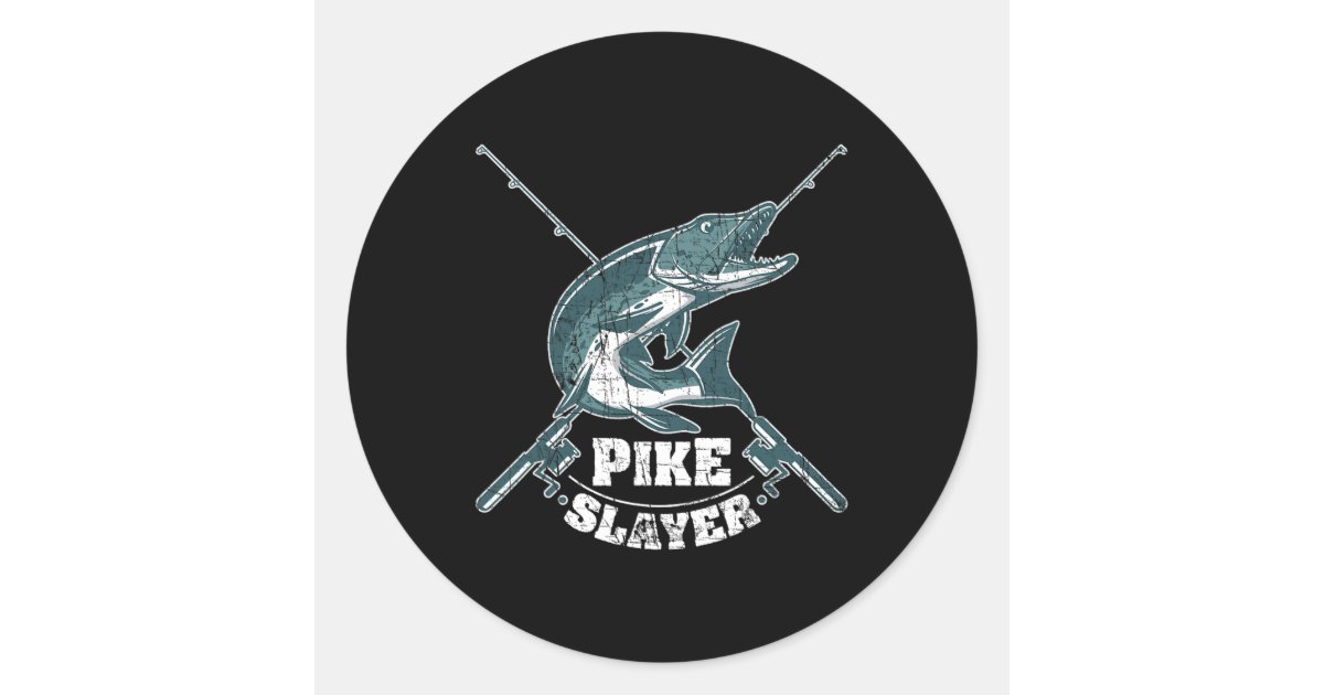 Pike Slayer Fishing Fisherman Northern Pike Classic Round Sticker | Zazzle