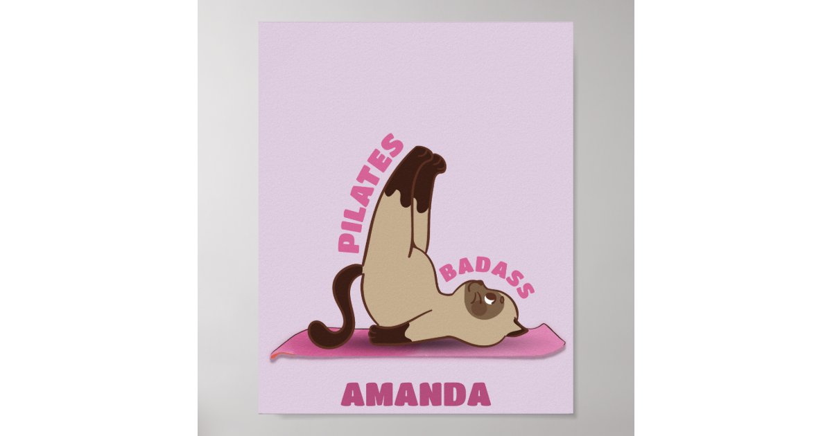 Pilates Badass Workout Kitty Cat Poster | Zazzle