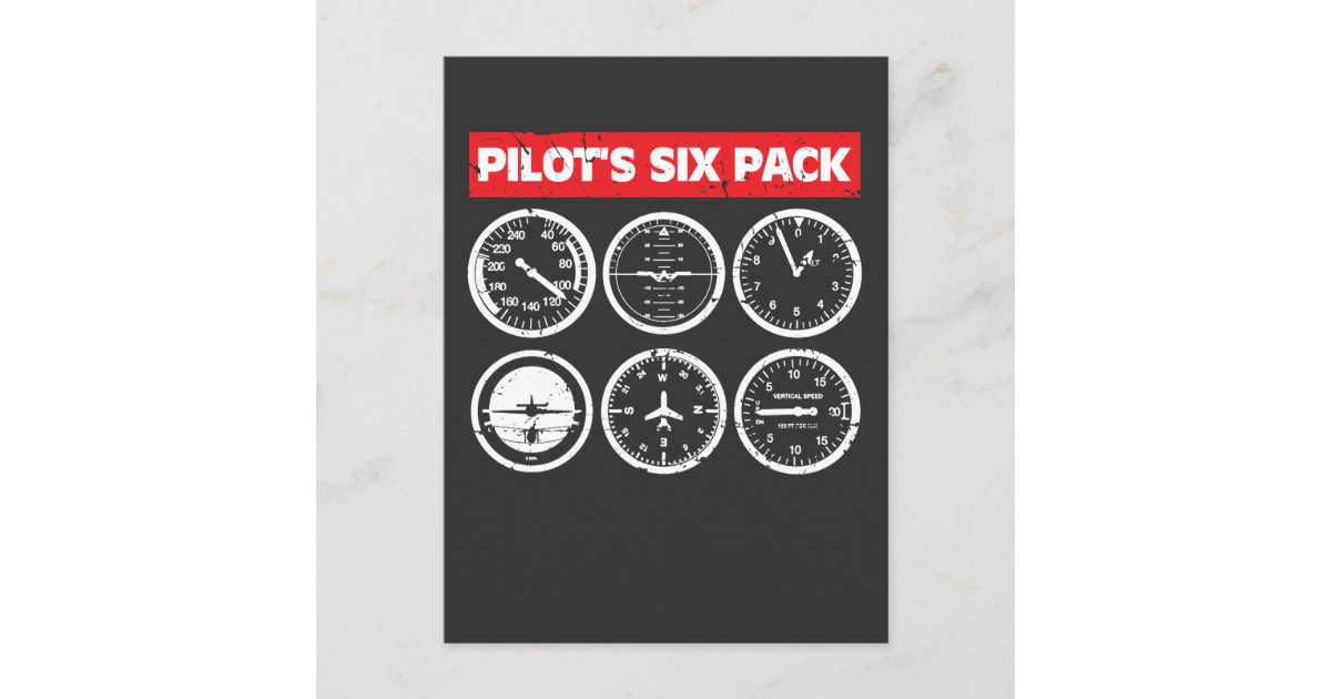Pilot's Six Pack Flight Instruments Aviation Postcard | Zazzle