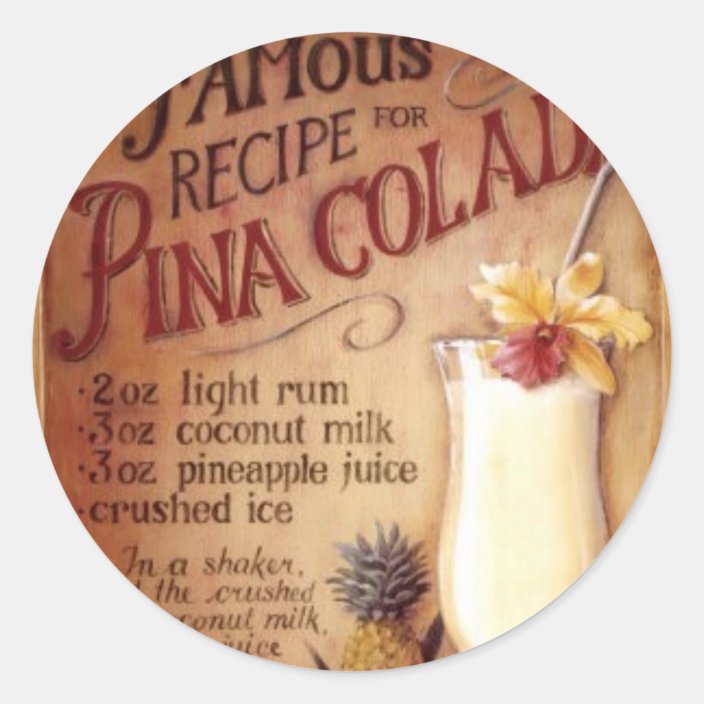 pina colada classic round sticker | Zazzle.co.uk