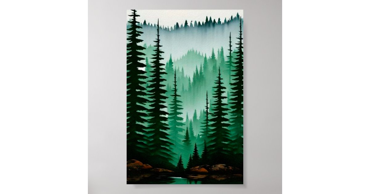 Pine tree forest poster | Zazzle