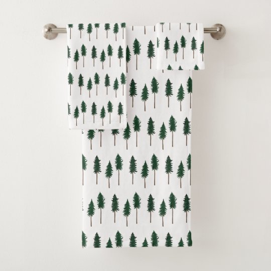 Pine Trees Forest Pattern Minimal Bath Towel Set | Zazzle.co.uk