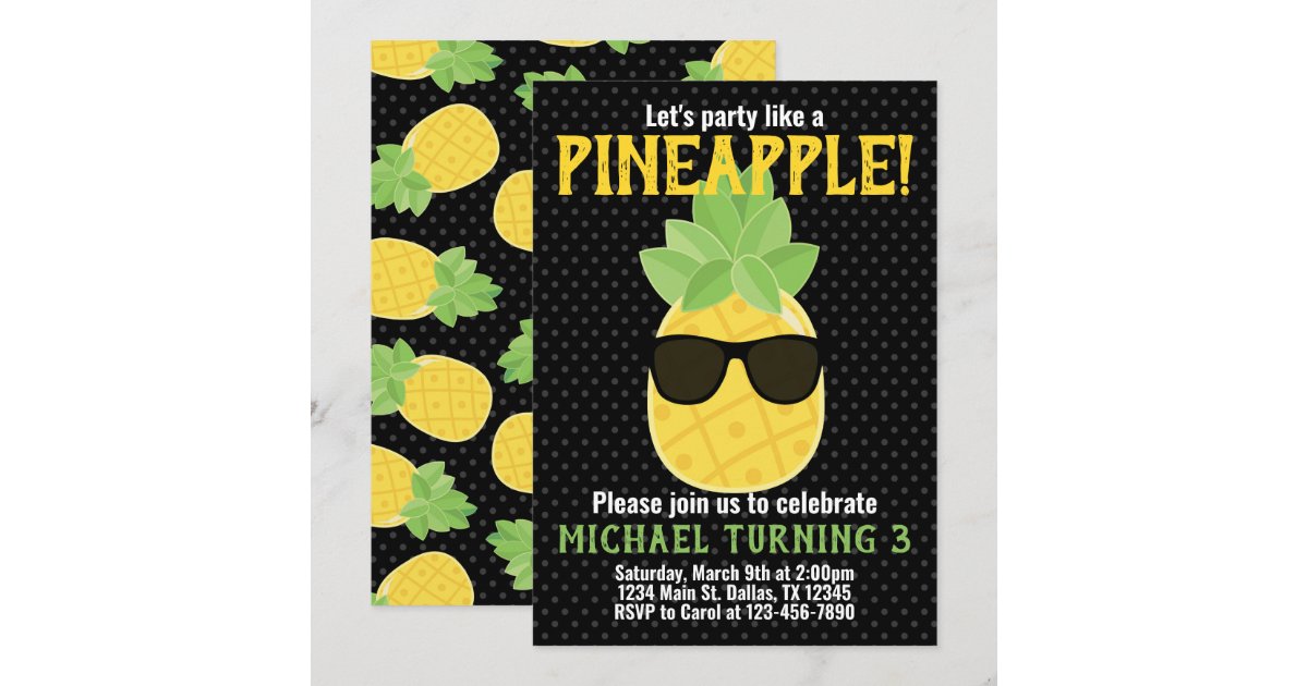 Pineapple Birthday Party Invitation Invite | Zazzle