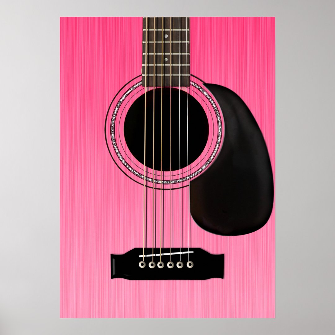 Pink Acoustic Guitar Poster | Zazzle