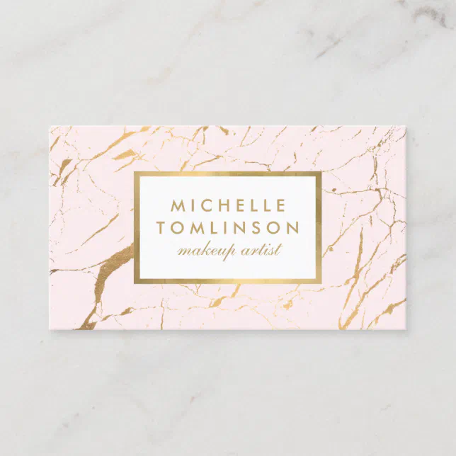 Pink and Gold Marble Designer Business Card | Zazzle