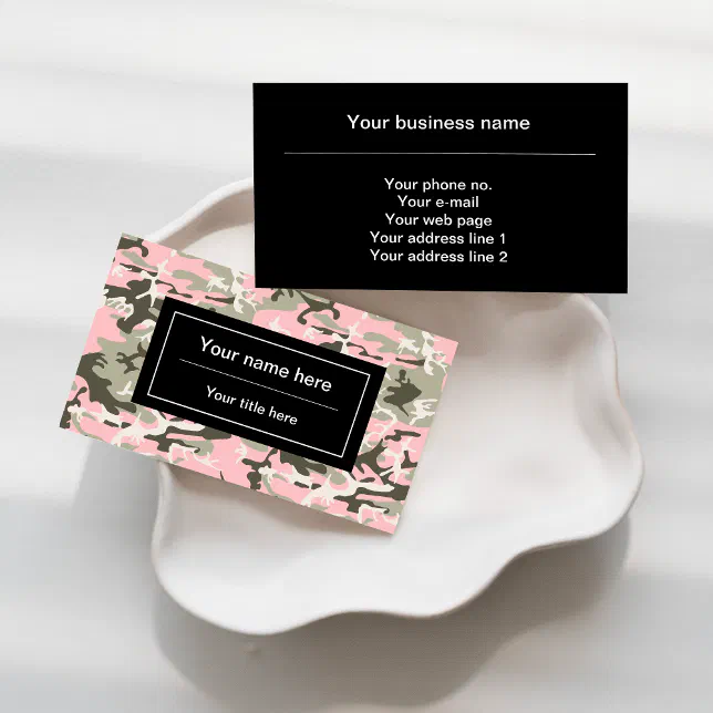 Pink and Green Camouflage, Military, Army Business Card | Zazzle