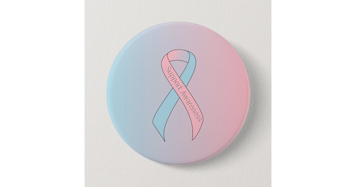 Pink and Light Blue Ribbon Support Awareness 7.5 Cm Round Badge | Zazzle