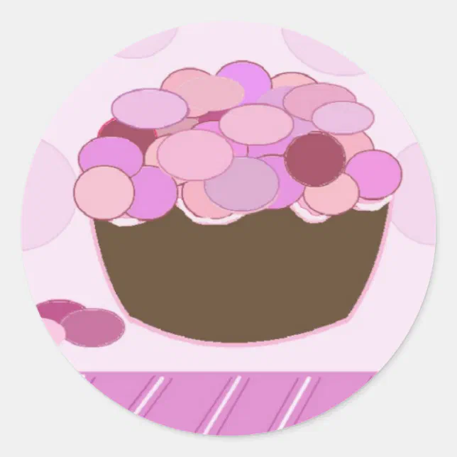 Pink and Purple Smartie Cupcake Classic Round Sticker | Zazzle