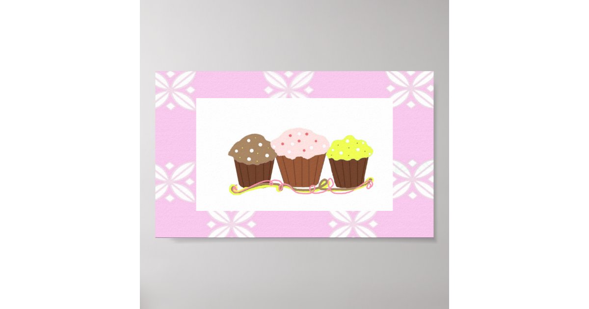 Pink and White Cupcake Design Poster | Zazzle
