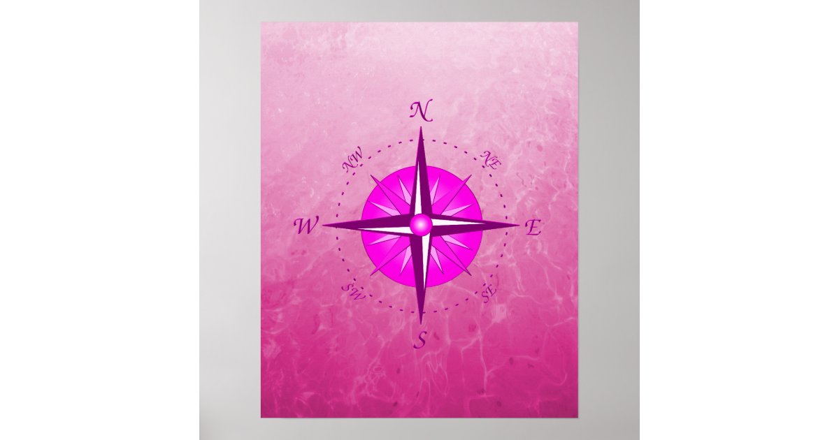 Pink Compass Rose Poster | Zazzle