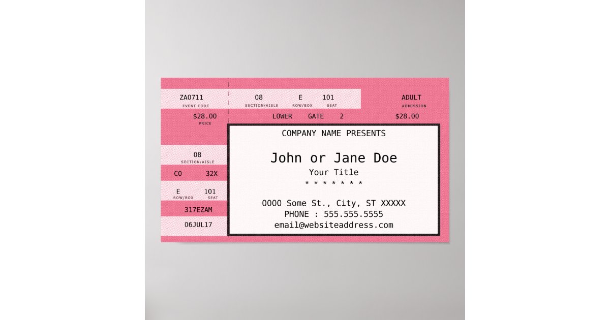 pink concert ticket poster | Zazzle