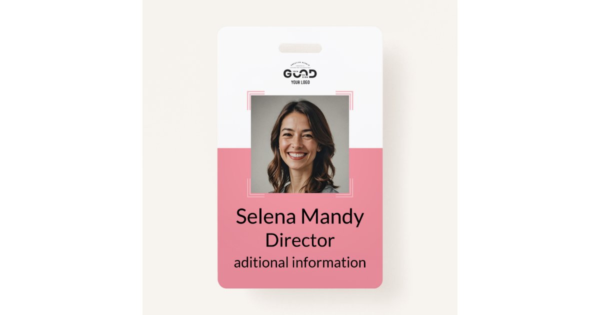 Pink | Employee Photo ID Company Security Badge ID Badge | Zazzle