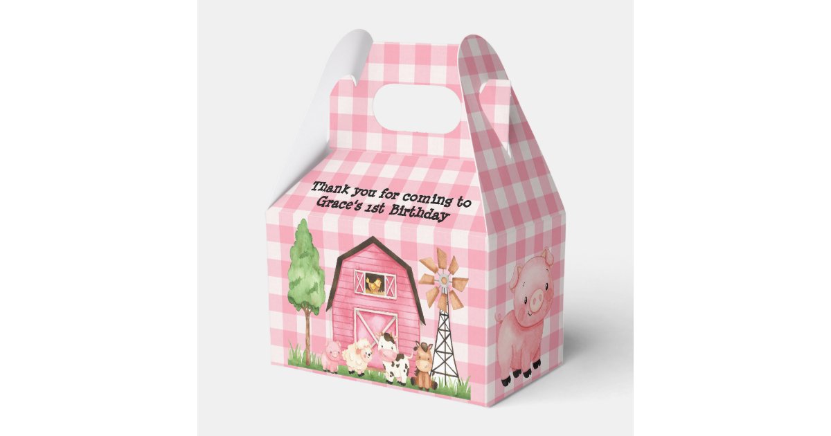 Pink Farm Barnyard Birthday Party Favour Box | Zazzle
