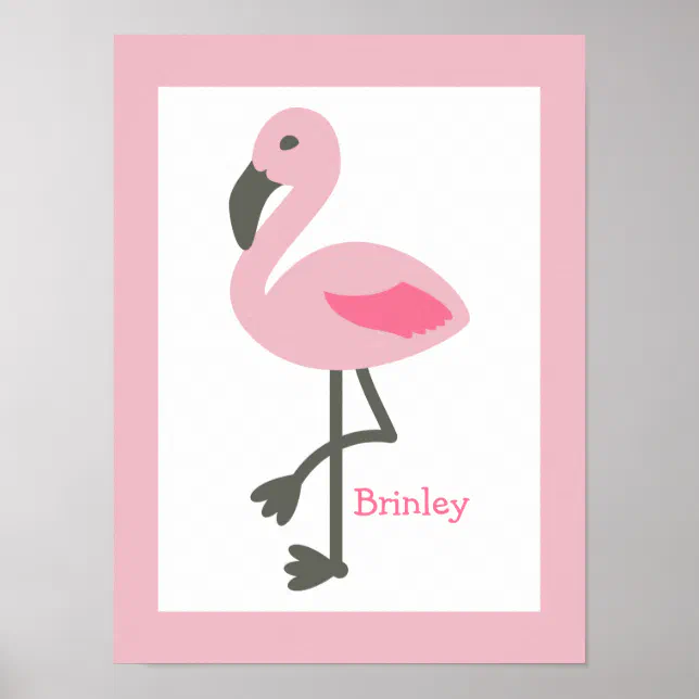 Pink Flamingo Personalised Nursery Artwork Poster | Zazzle