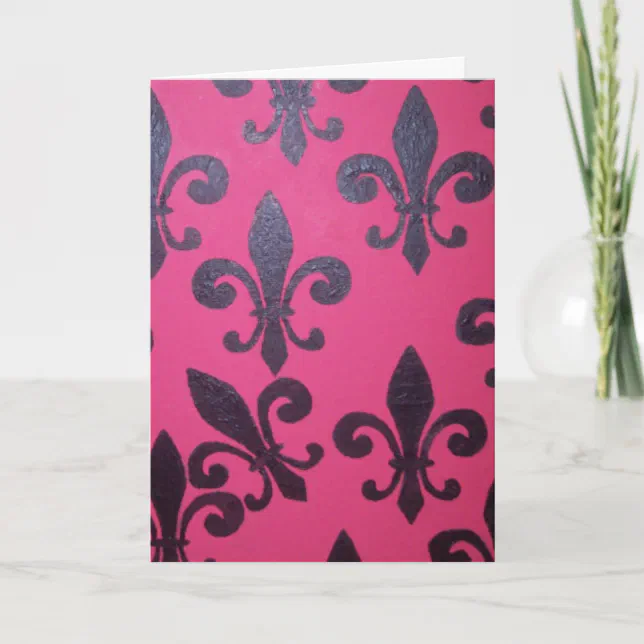 Pink Fleur De Lis Happy Birthday Card | Zazzle