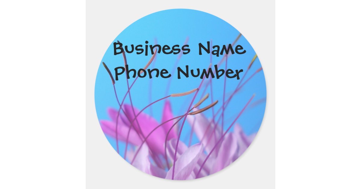 Pink Flower Business Reminder Classic Round Sticker | Zazzle