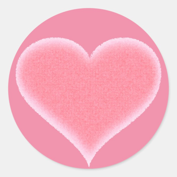 Pink Fuzzy Heart Customisable Classic Round Sticker | Zazzle.co.uk