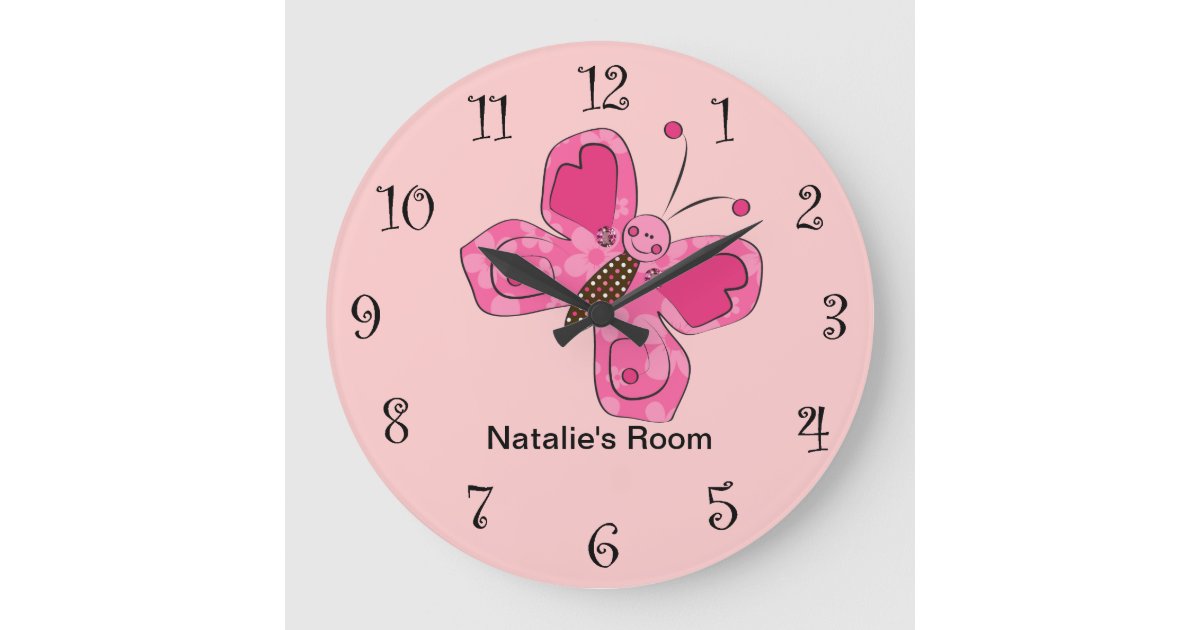 Pink Girly Butterfly Clocks | Zazzle