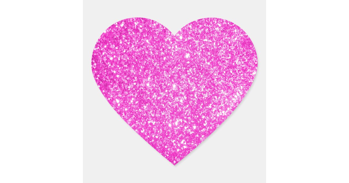 Pink Glitter Heart Sticker | Zazzle