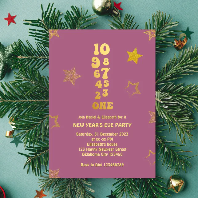 Pink Gold New Years Eve Countdown Party Invitation | Zazzle