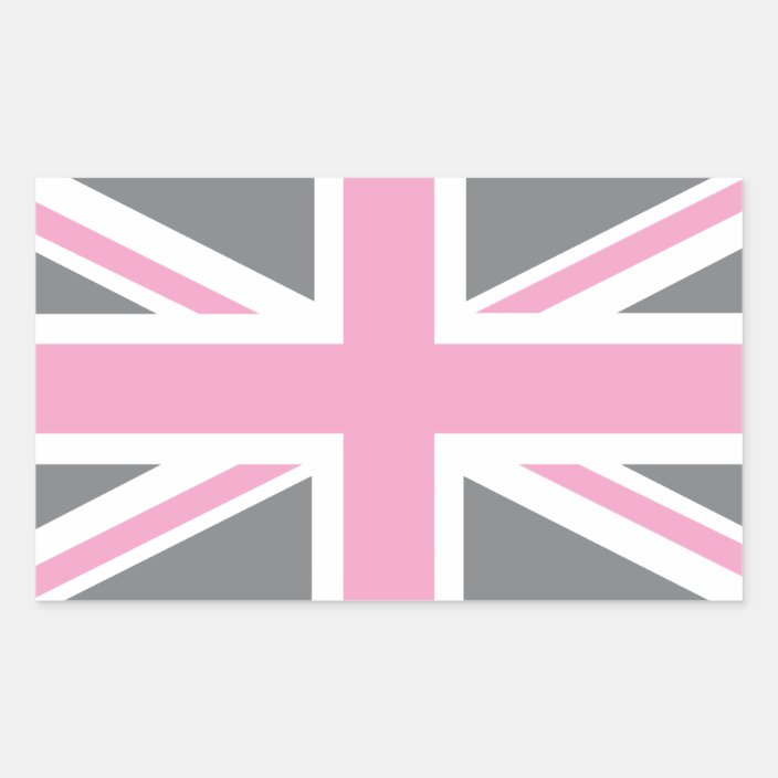 Pink Grey Union Jack British(UK) Flag Rectangular Sticker | Zazzle.co.uk