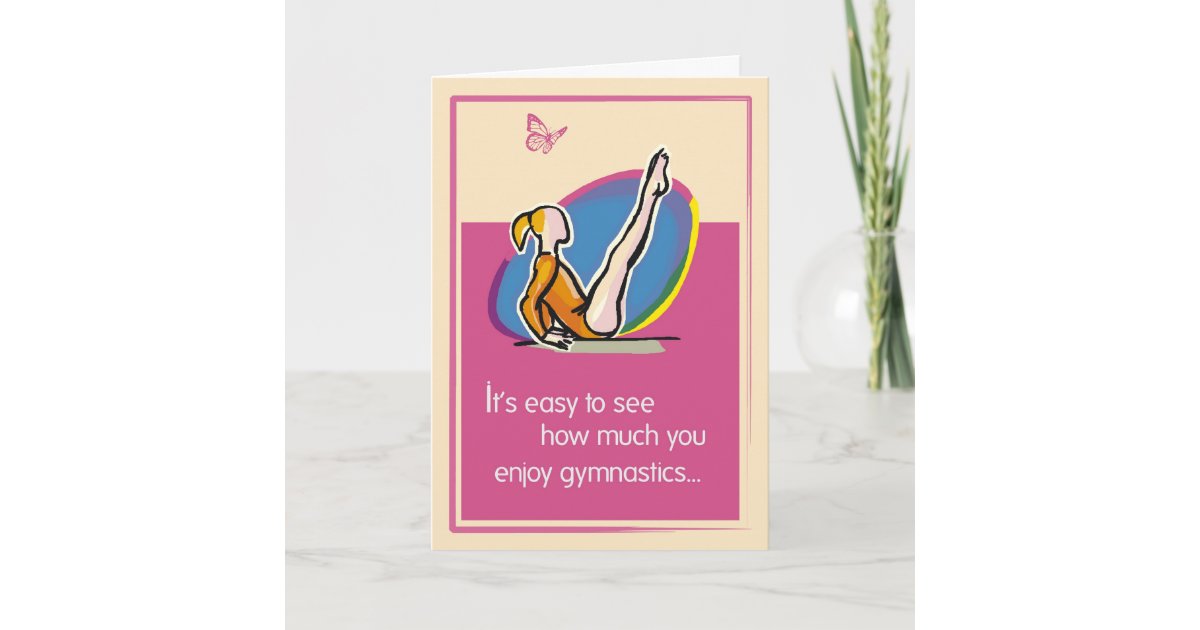 Pink Gymnastics Congratulations Card | Zazzle.co.uk