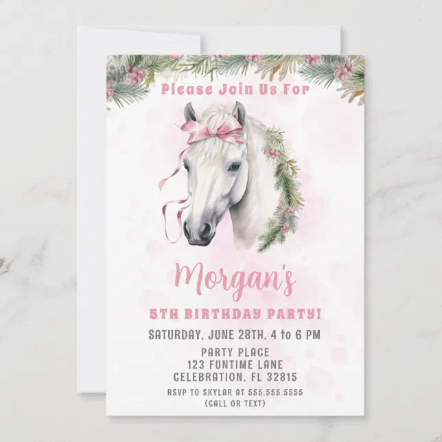 Pink Horse Girl Birthday Party Invitation | Zazzle