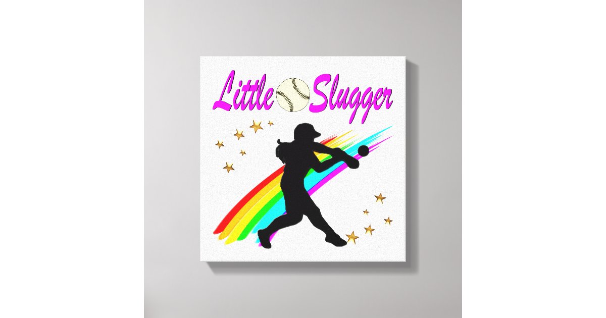 PINK LITTLE SLUGGER SOFTBALL GIRL DESIGN CANVAS PRINT | Zazzle
