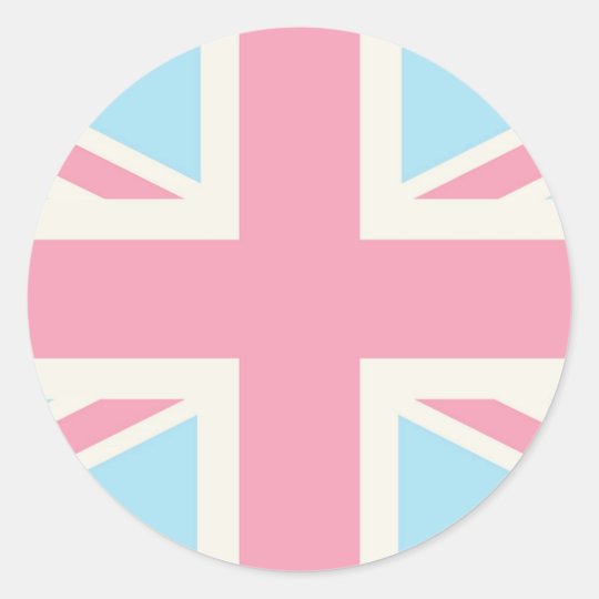 Pink Lovely Classic Union Jack British(UK) Flag Classic Round Sticker ...