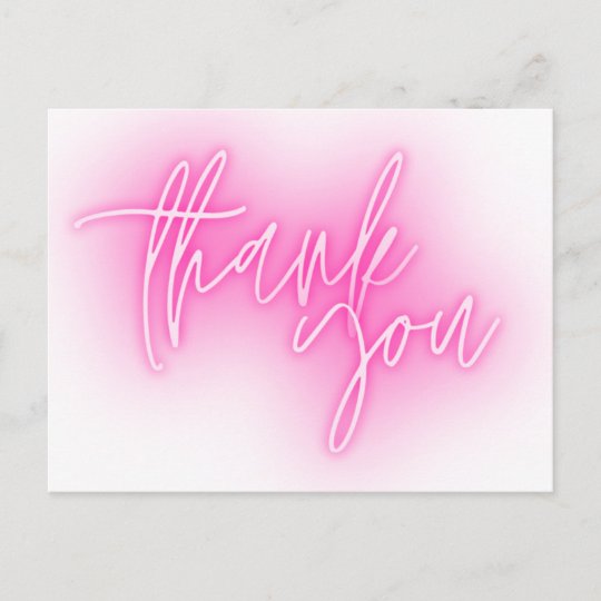 Pink Neon Thank You Sign Trendy Postcard | Zazzle.co.uk