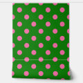 Pink On Green Polka Dots Pattern Design Wallpaper | Zazzle