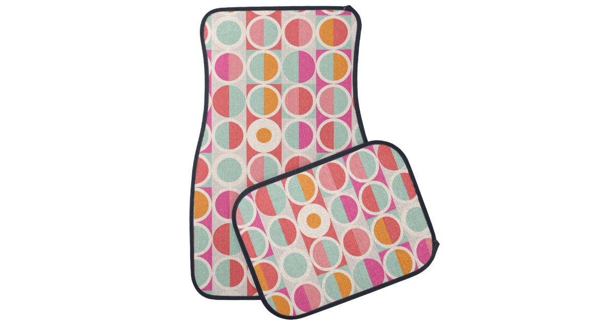 Pink Orange Blue Geometric Pattern Car Mat | Zazzle