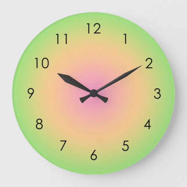 Pink Peach Green Gradient Ombre Large Clock | Zazzle