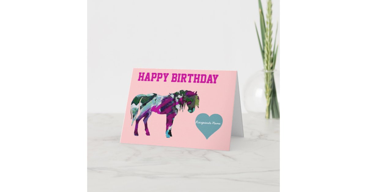 Pink Pony Birthday Card - Custom Pony Card | Zazzle