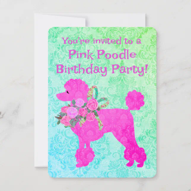 Pink Poodle Girls Birthday Sample Invitation | Zazzle