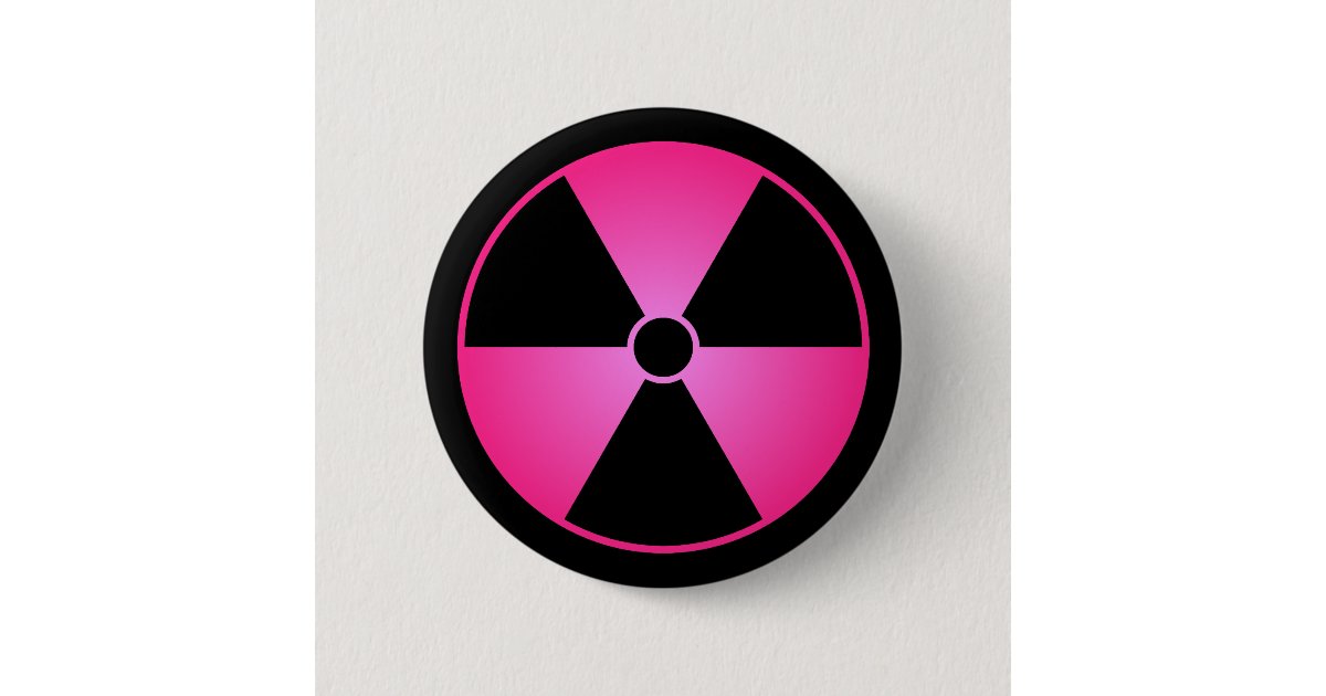 Pink Radiation Symbol Button | Zazzle