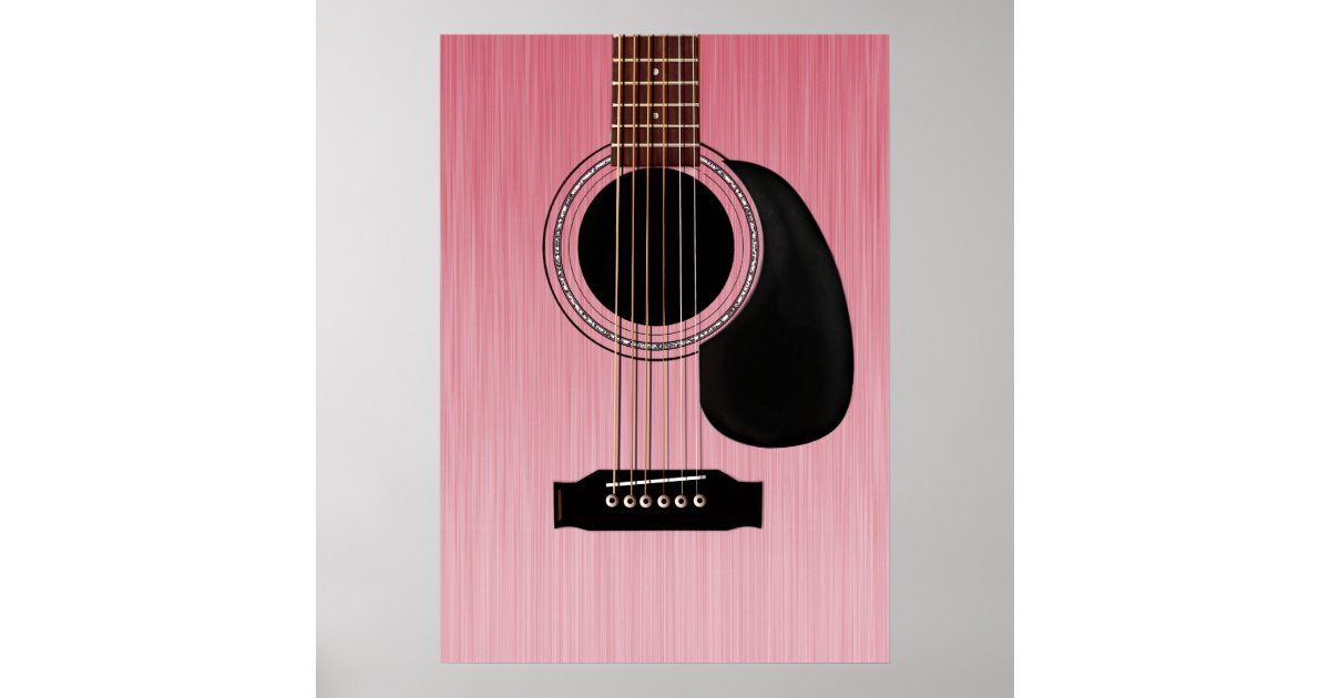 Pink Rose Acoustic Guitar Poster | Zazzle