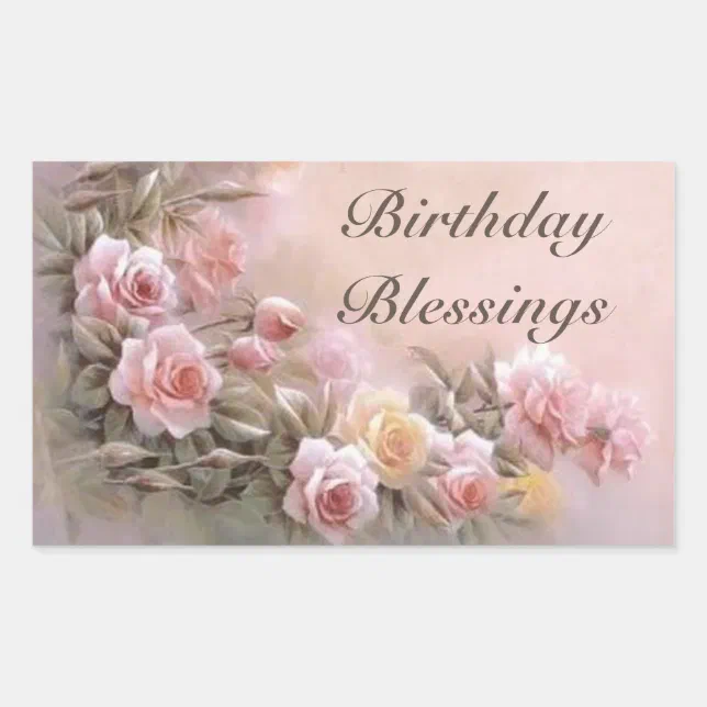 Pink Rose Floral Bouquet Lavender Rectangular Sticker | Zazzle