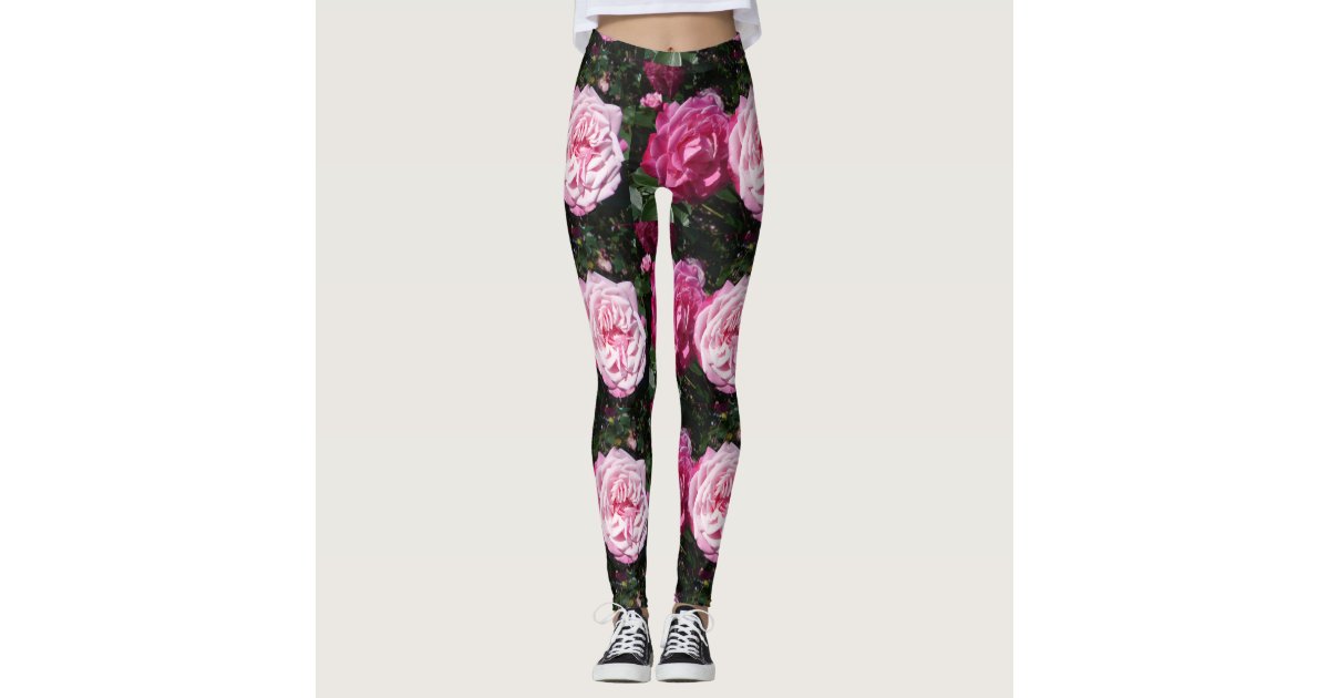 Pink Rose Photo Floral Leggings Zazzle