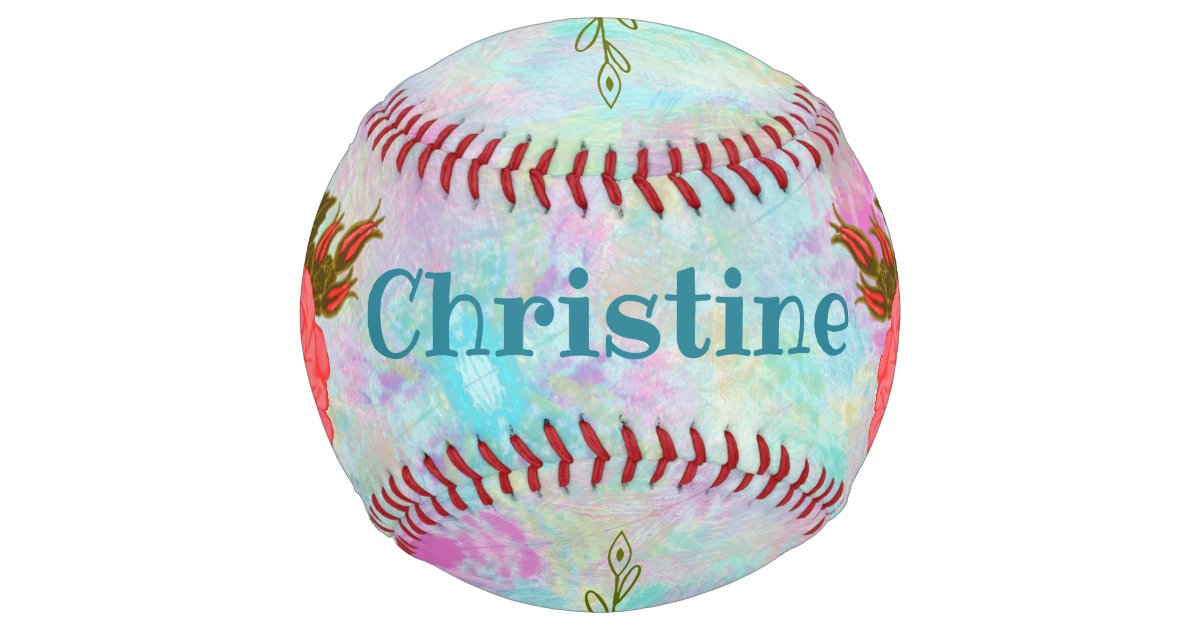 Pink Roses on Pastel Background, Feminine Softball | Zazzle