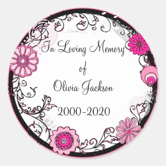 Pink swirly flowers customisable sympathy stickers | Zazzle.co.uk