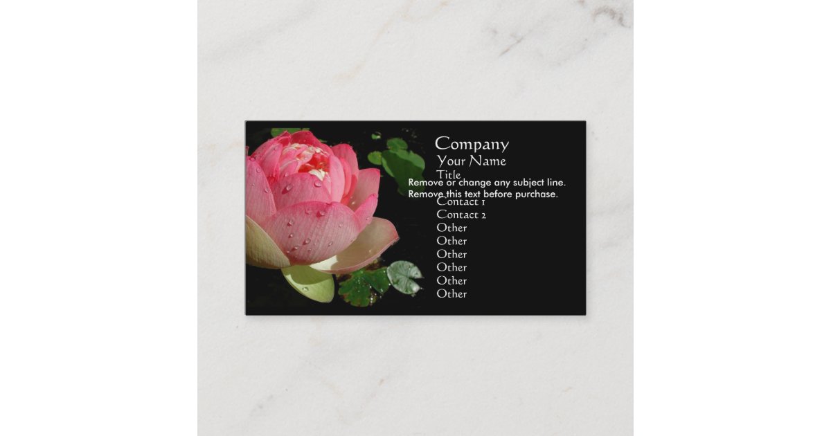 Pink Water Lily Business Card | Zazzle