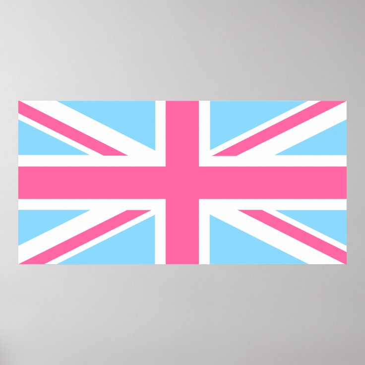 Pink White and Blue Union Jack UK Flag Poster | Zazzle